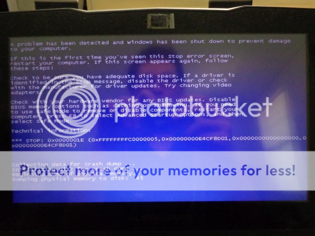 Help!! My Alienware laptop's screen flickers then turns off also BSOD ...